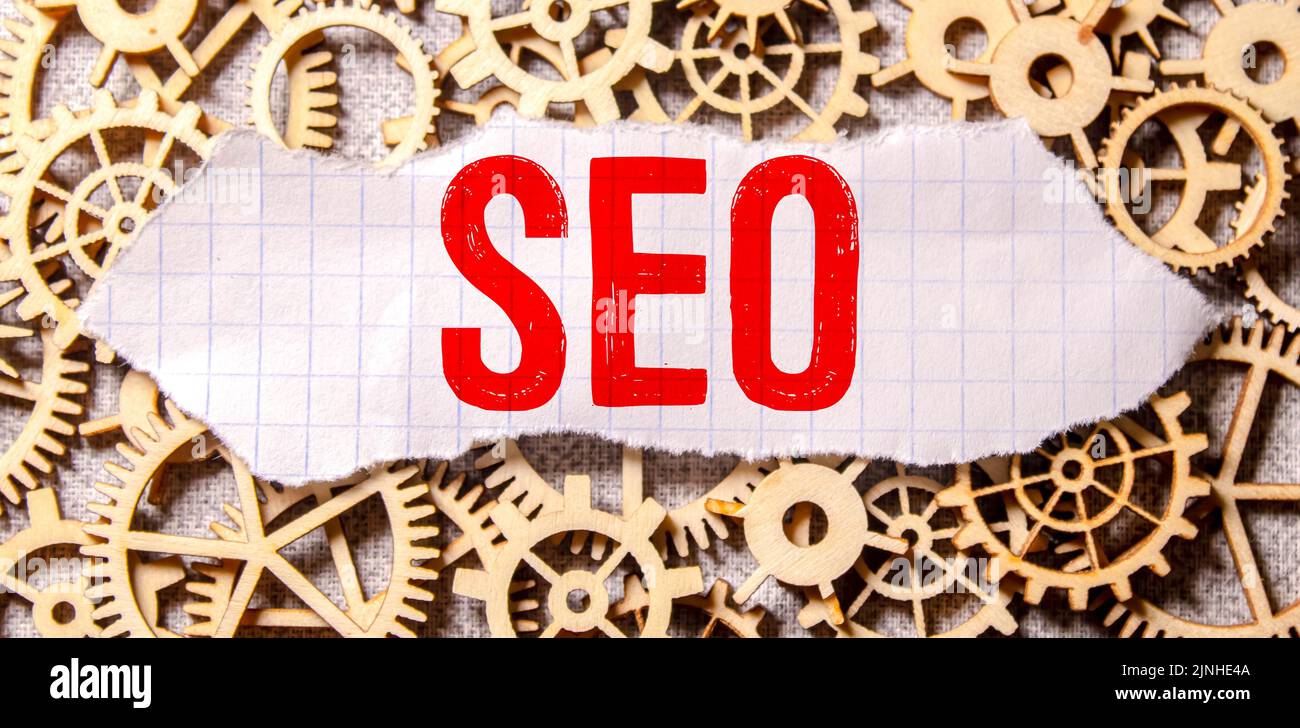 Seo symbol. Wooden blocks with words 'Seo'. Beautiful white background ...