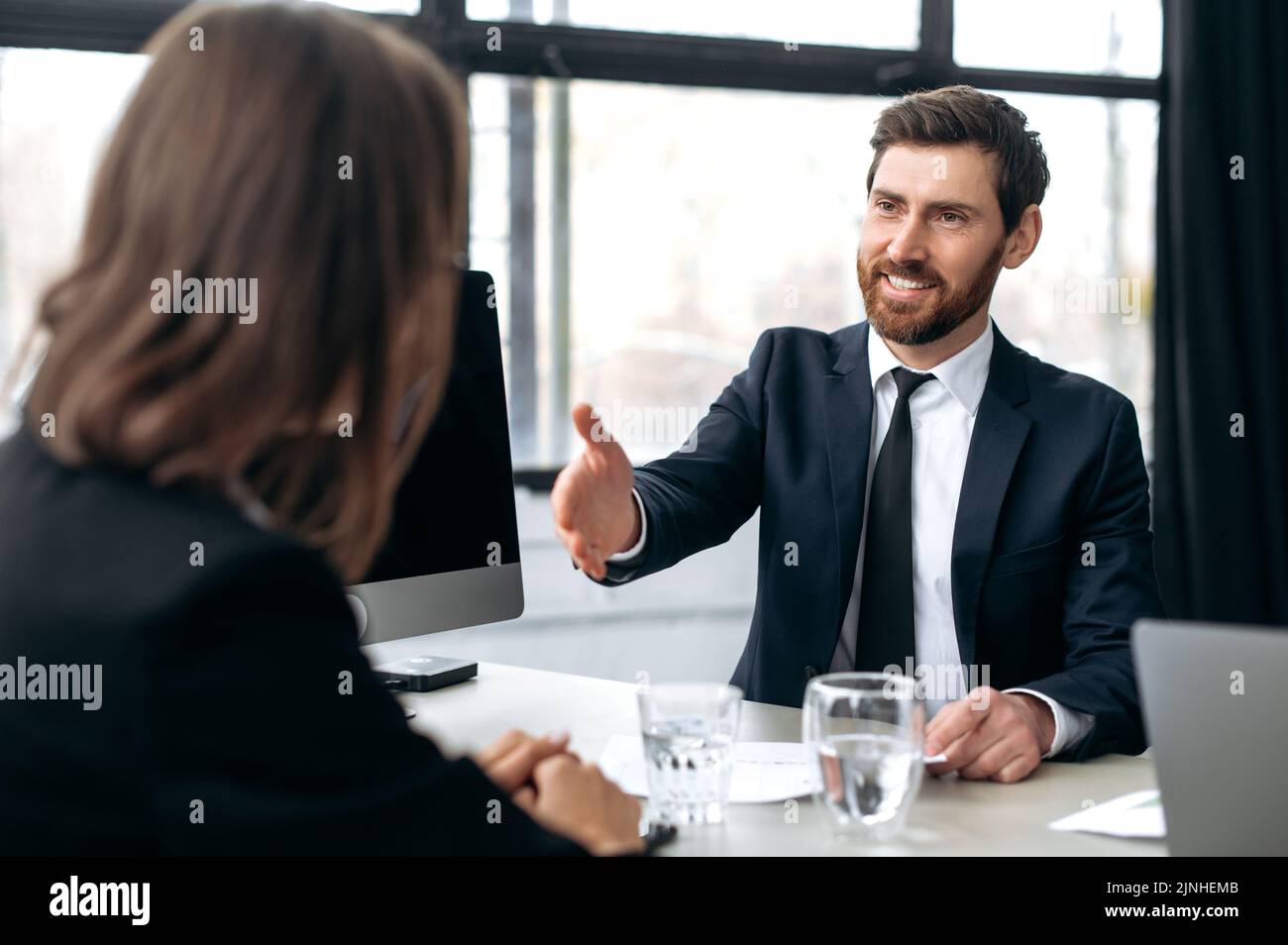 Caucasian influential attractive successful businessman, development ...