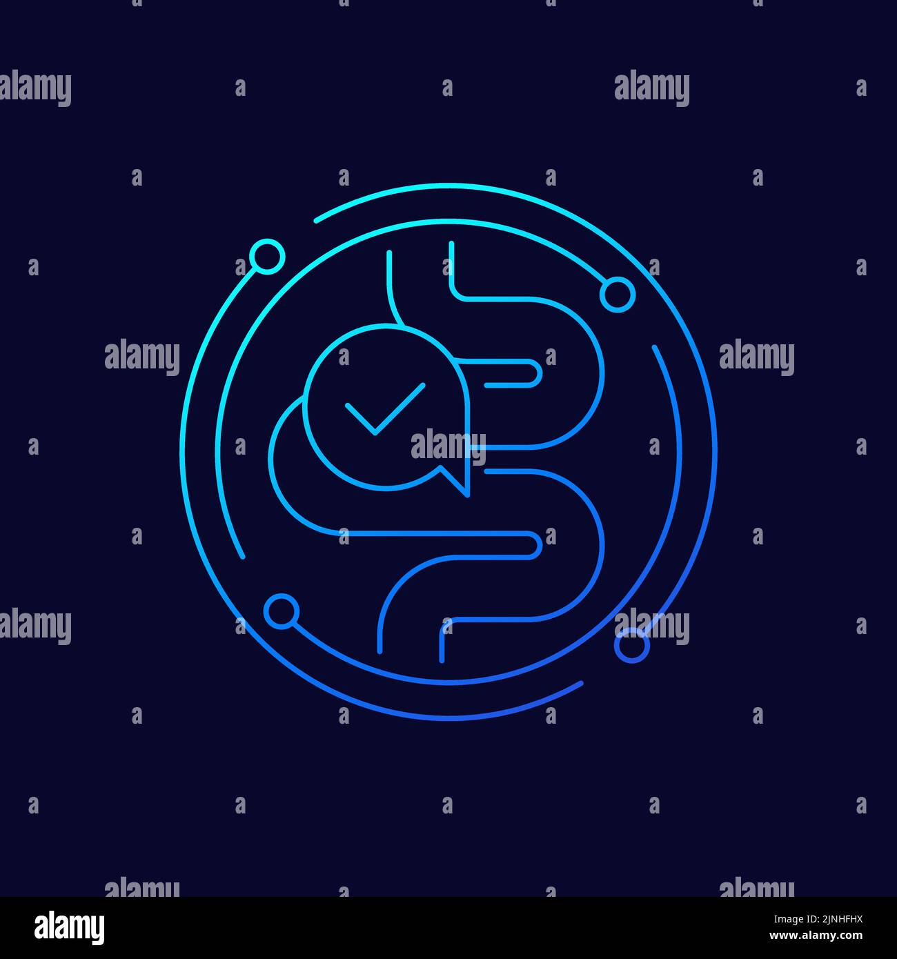 good digestion line icon with intestine, vector Stock Vector Image ...