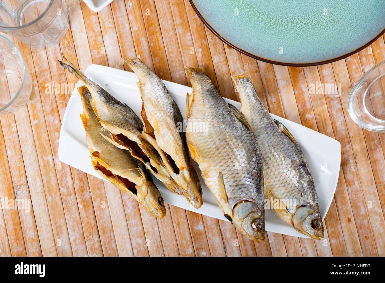 Dried salted roach Stock Photo - Alamy