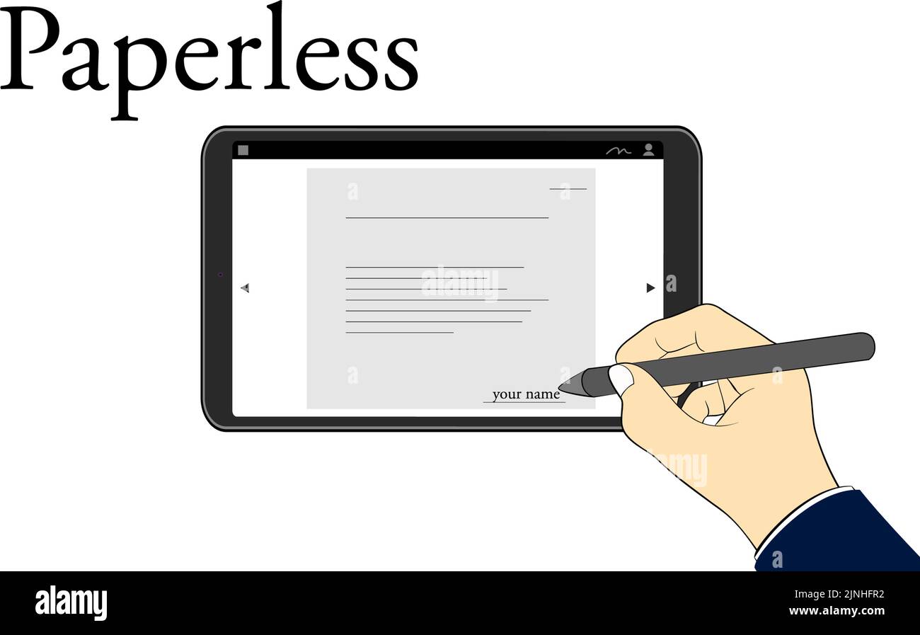 Image illustration set for digital signature on tablet devices Stock ...