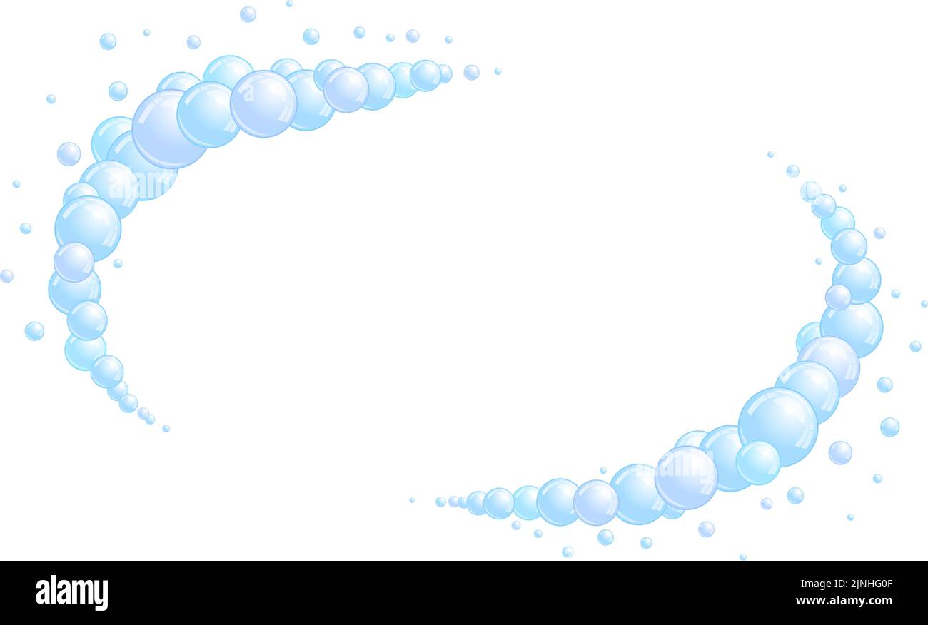 Soap bubble frame. Foam boarder. Blue suds divider and separator. Oval ...