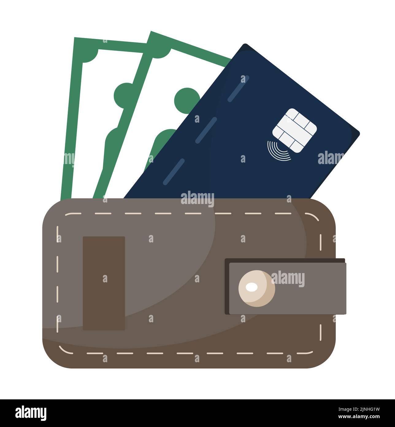 Wallet with banknotes and credit card concept vector.Online payment ...