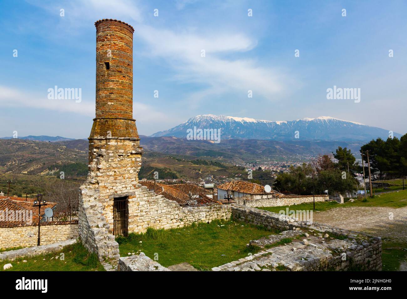 Tower of Red Mosque in Berat Castle, Albania Stock Photo - Alamy