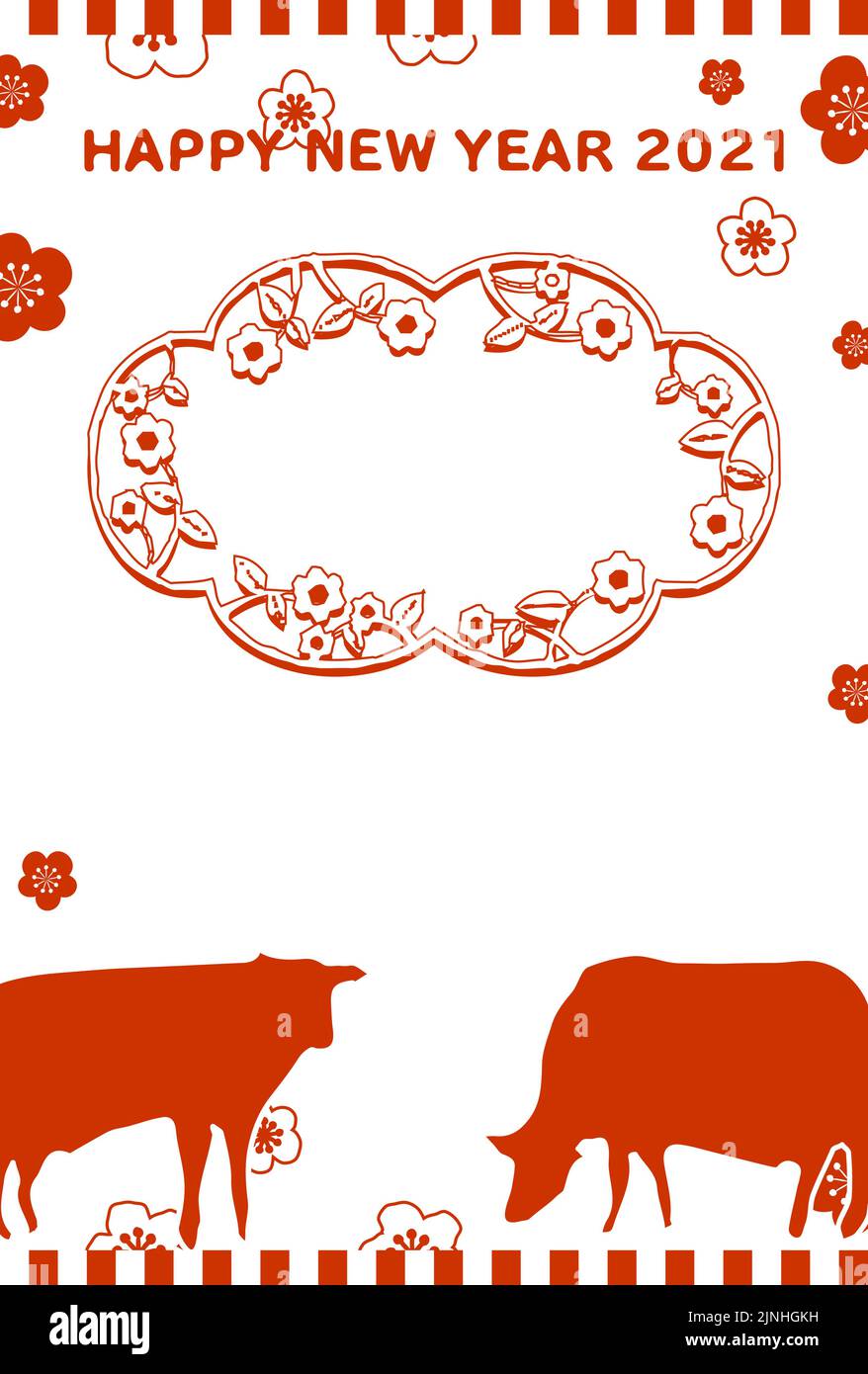 2021 New Year's card simple cow photo frame Stock Vector Image & Art ...