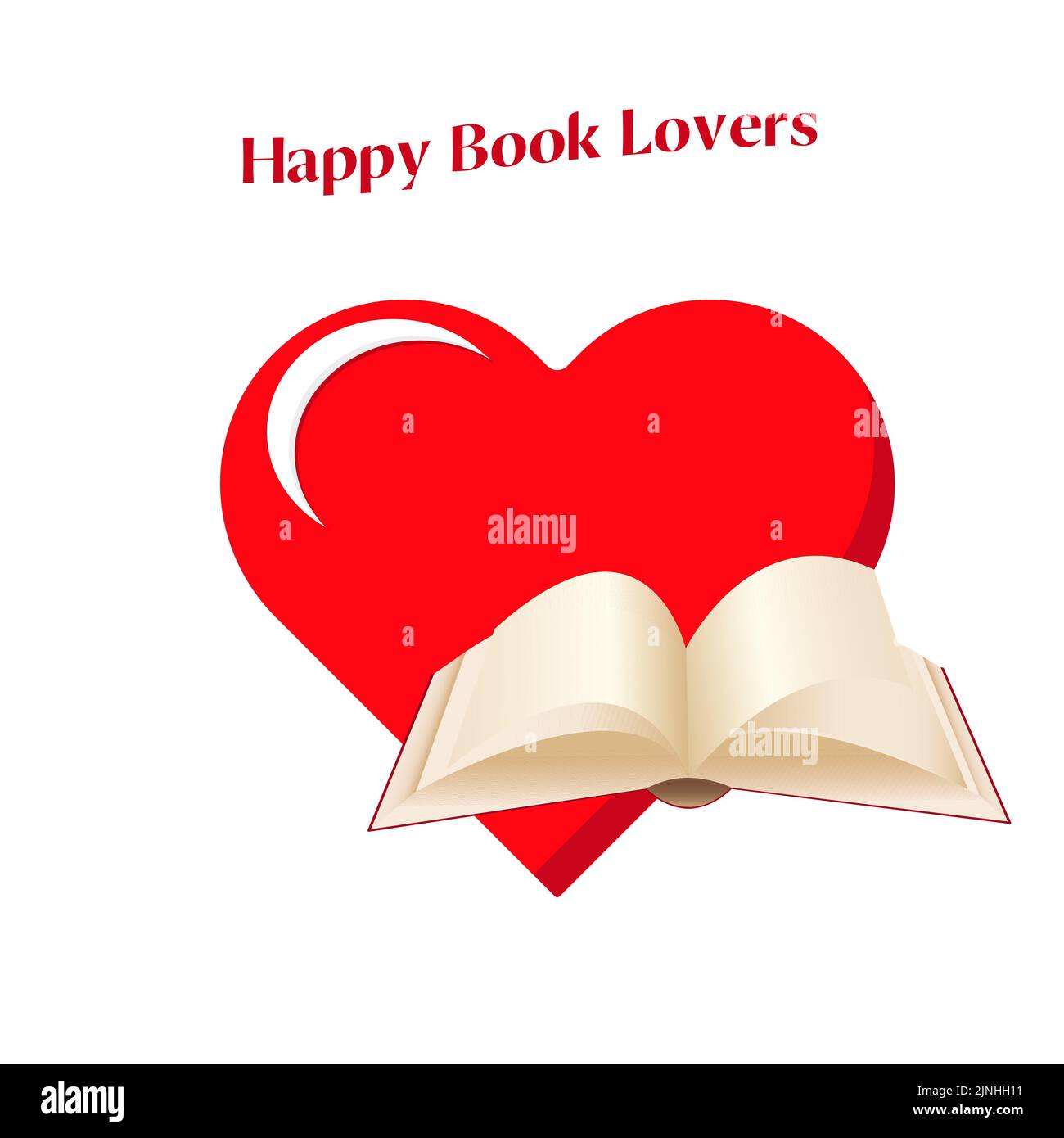 Open book on the heart background. Nice design for greeting card ...