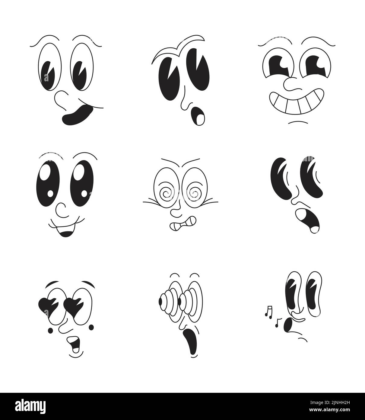 Crazy emoticon face comic animation Black and White Stock Photos ...