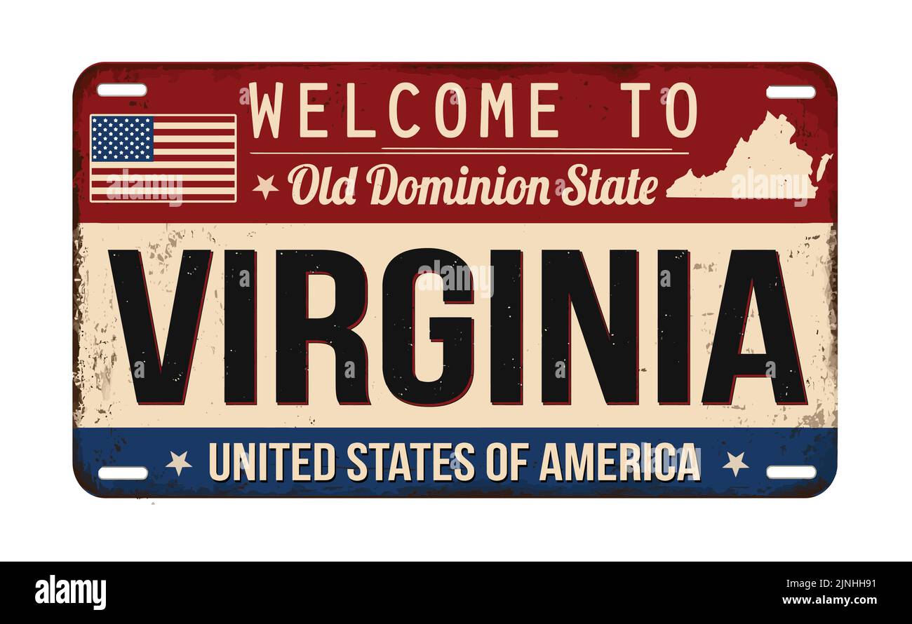 Welcome to Virginia vintage rusty license plate on a white background ...