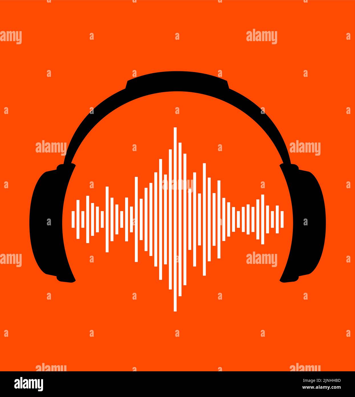 Headphones Icon With Sound Waves Vector Flat Template Stock Vector ...