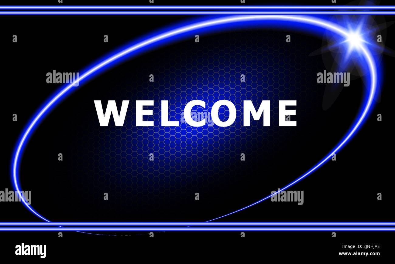 luxury and realistic elegant welcome blue background, with metal ...