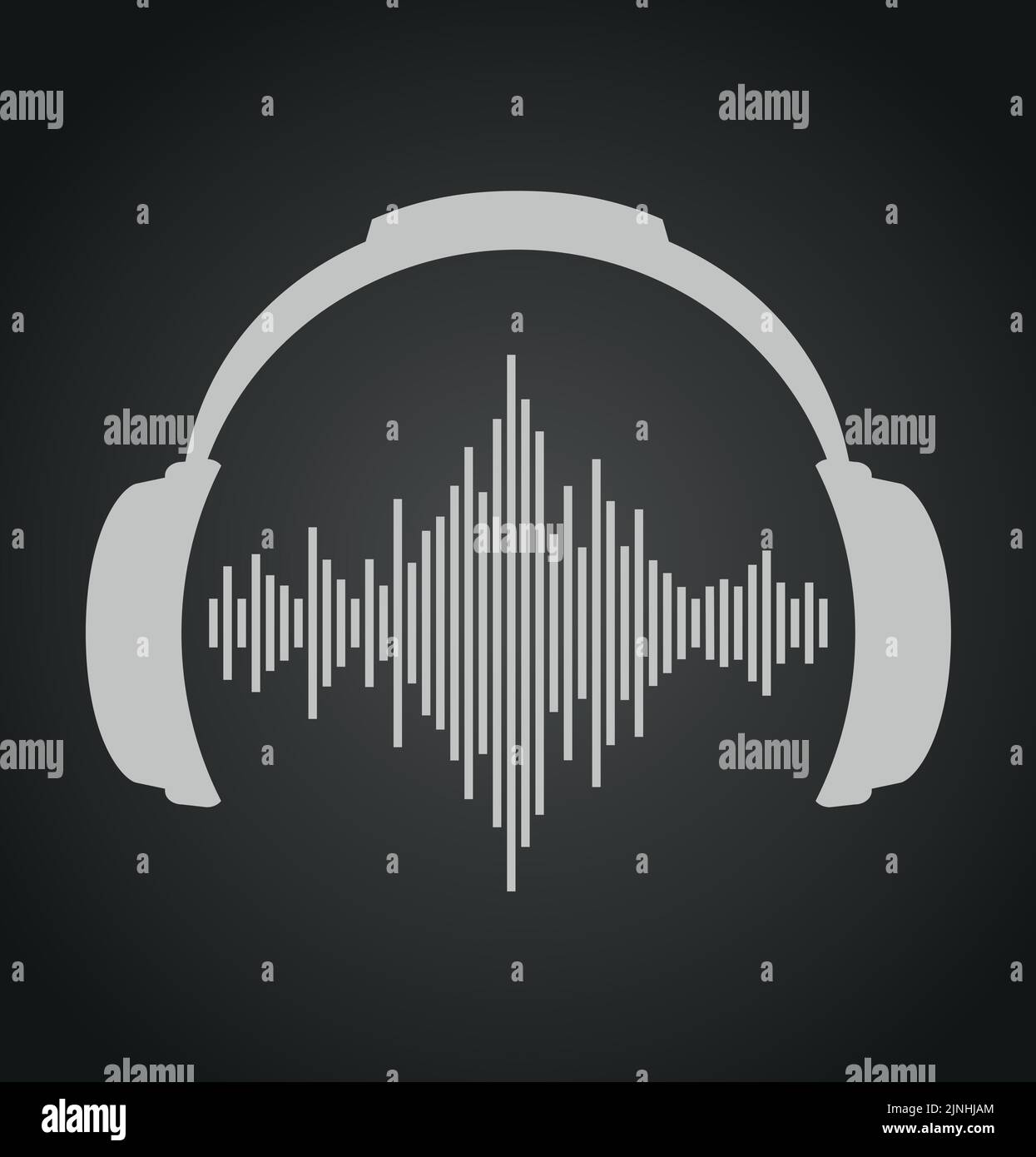 Headphones Icon With Sound Waves Vector Flat Template Stock Vector ...