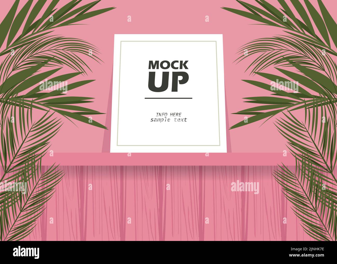 pink natural mockup with leafs Stock Vector Image & Art - Alamy