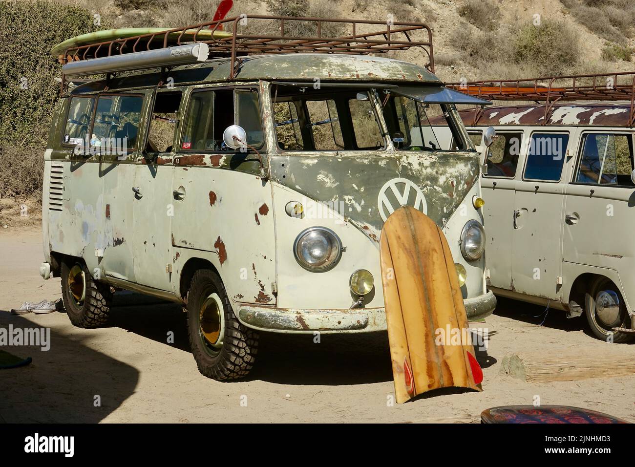 Classic VW camper vans worn with age Stock Photo - Alamy