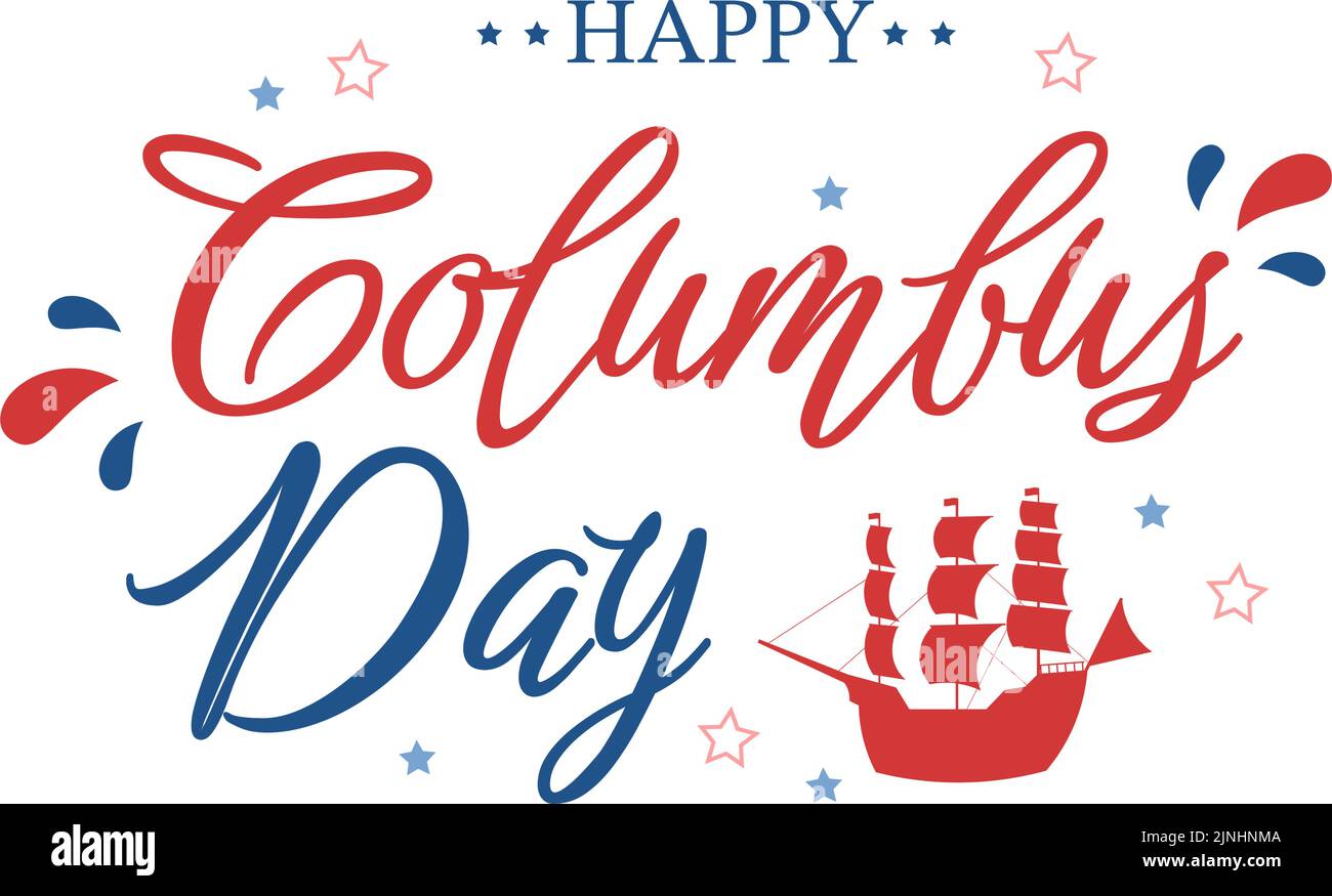 Happy Columbus Day National Holiday Hand Drawn Cartoon Illustration ...