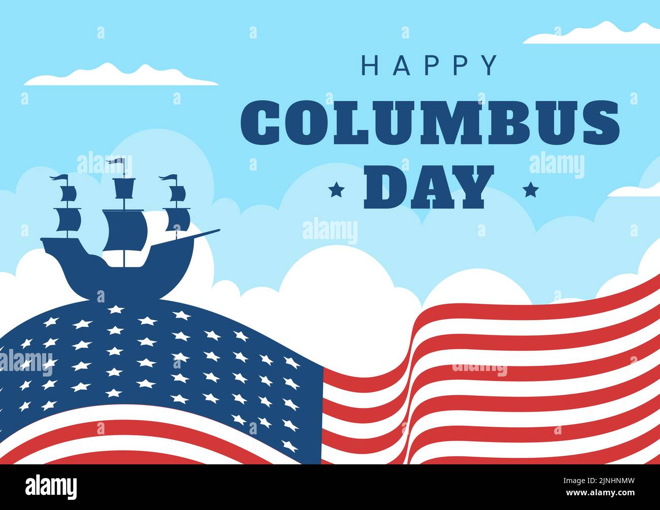 Happy Columbus Day National Holiday Hand Drawn Cartoon Illustration ...