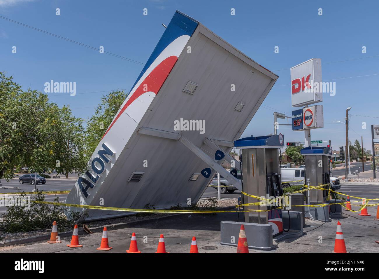ALON Gas Station ( on Candelaria Rd.and Carlisle) after night of heavy ...