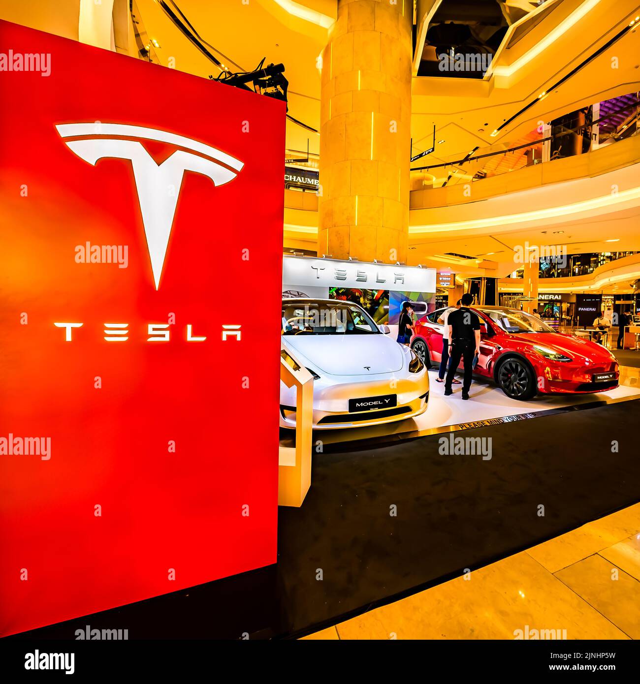 Tesla Model Y on Sales in ION Orchard, Singapore Stock Photo - Alamy