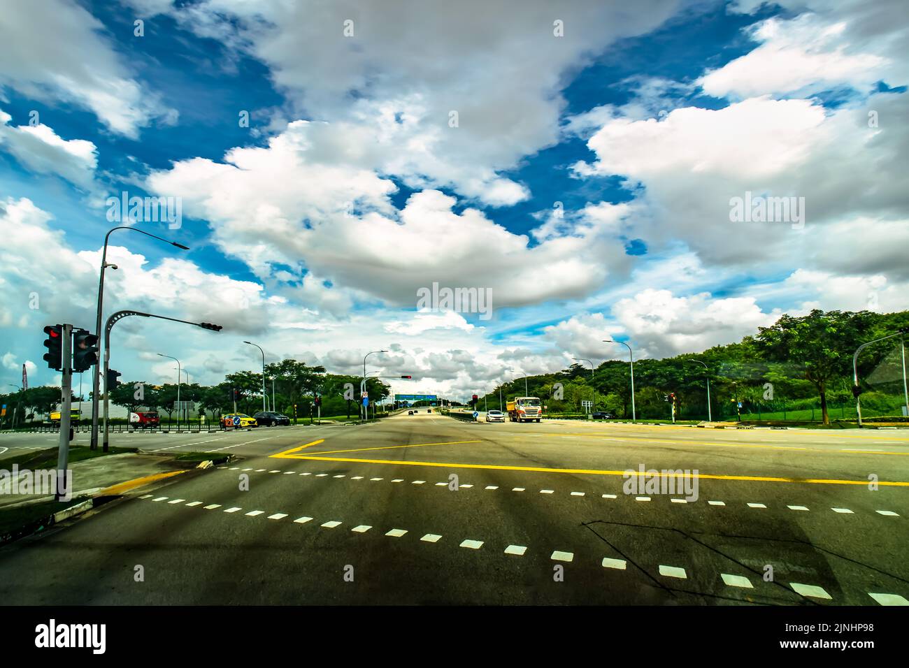Beautiful blue sky white clouds spotted in Punggol area of Singapore ...