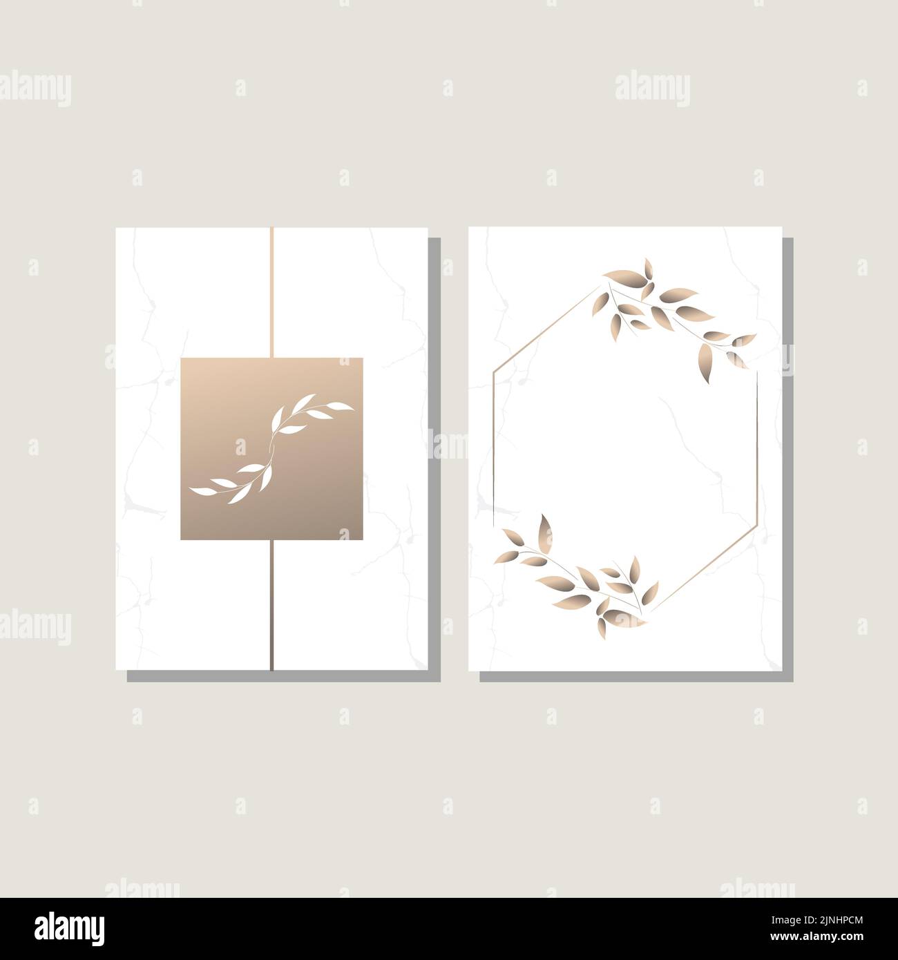 Wedding invitation cards with marble texture background and gold ...