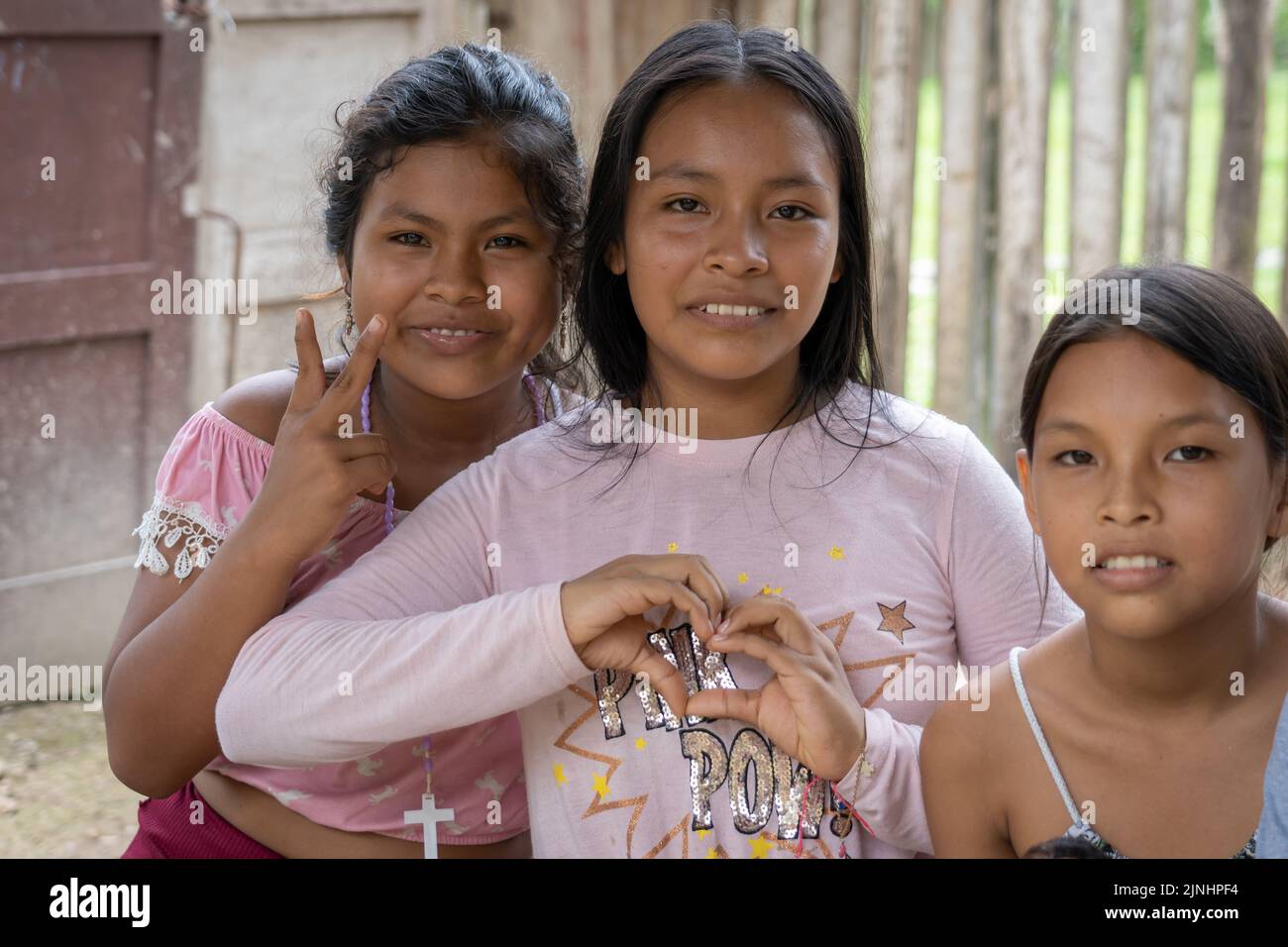 Three Girls of Barrio Florido in the Peruvian Amazon make a spontaneous ...