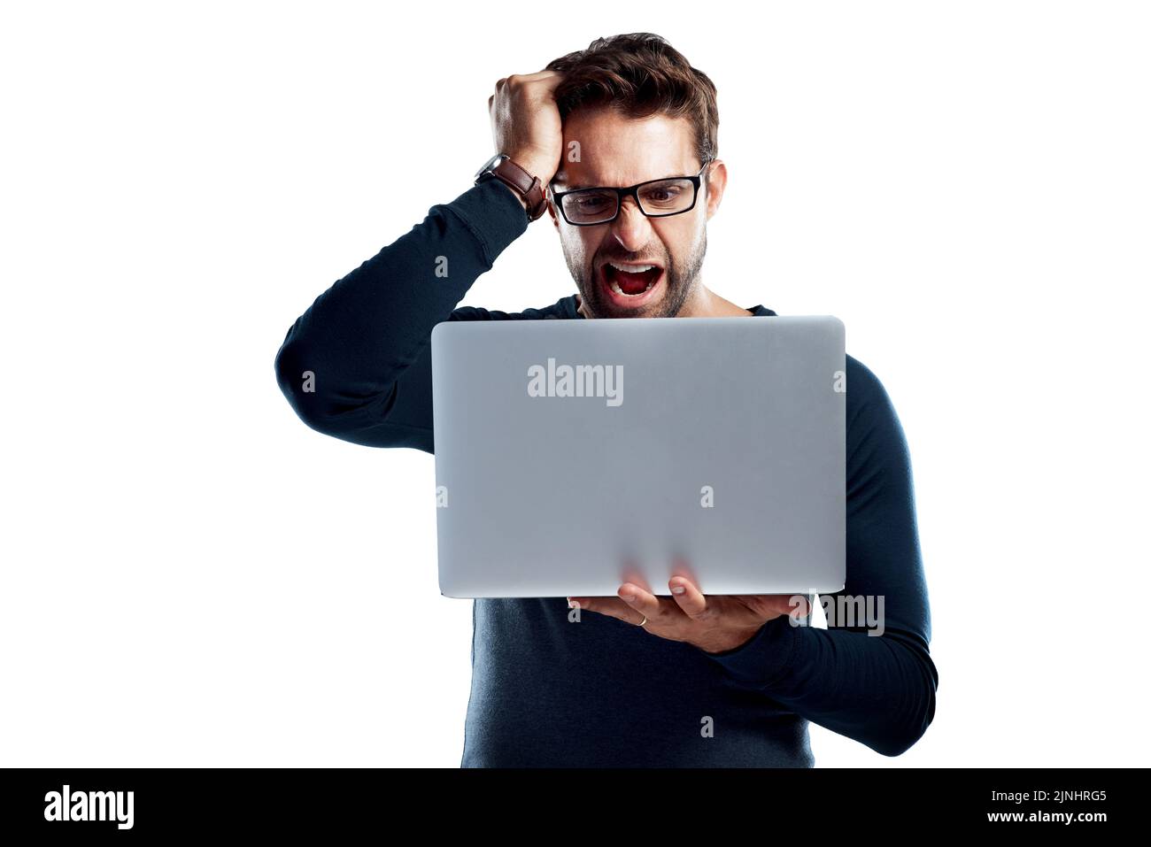 Studio shot stressed man using hi-res stock photography and images - Alamy