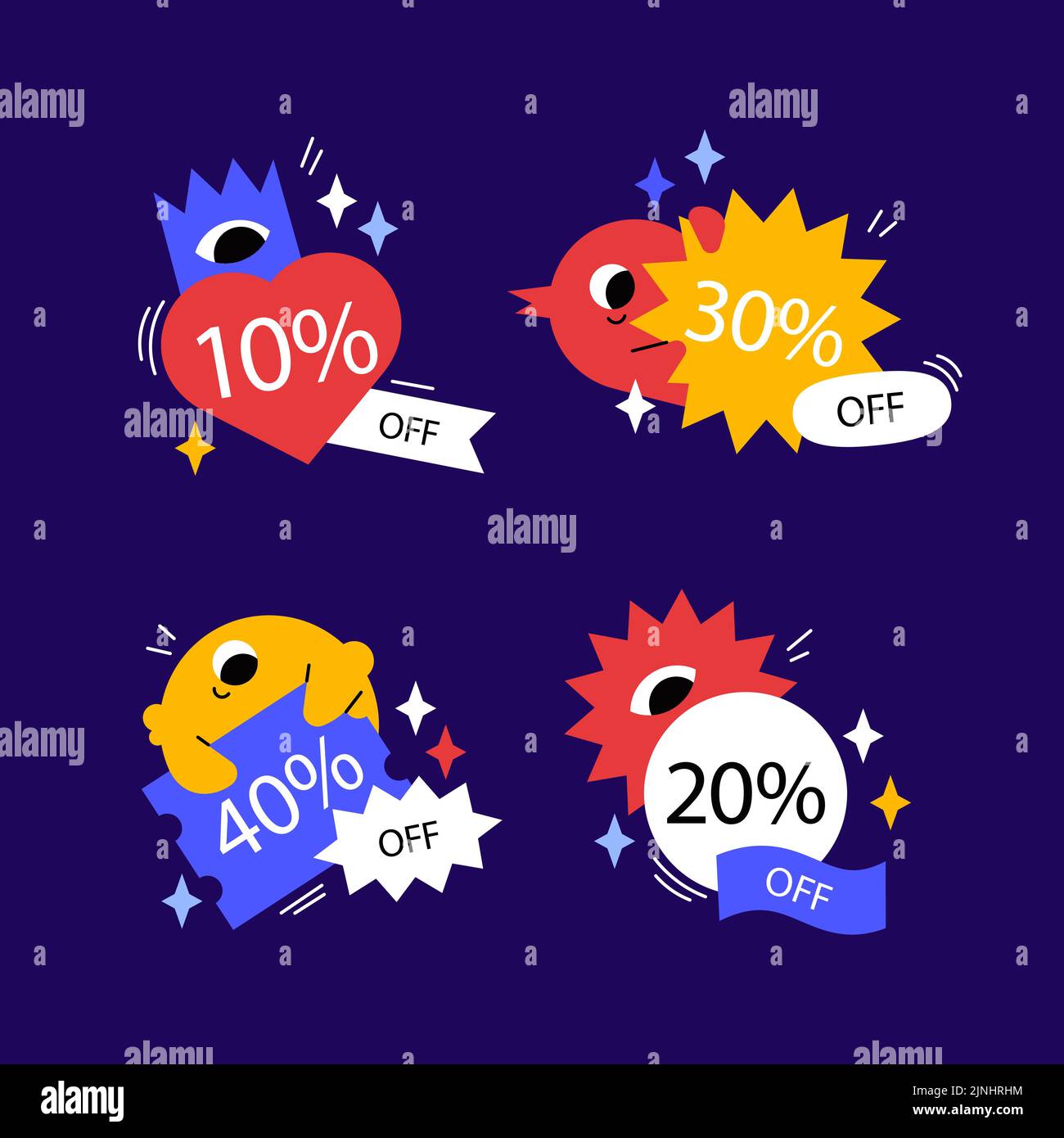Discount numbers badges set design Vector illustration Stock Vector ...