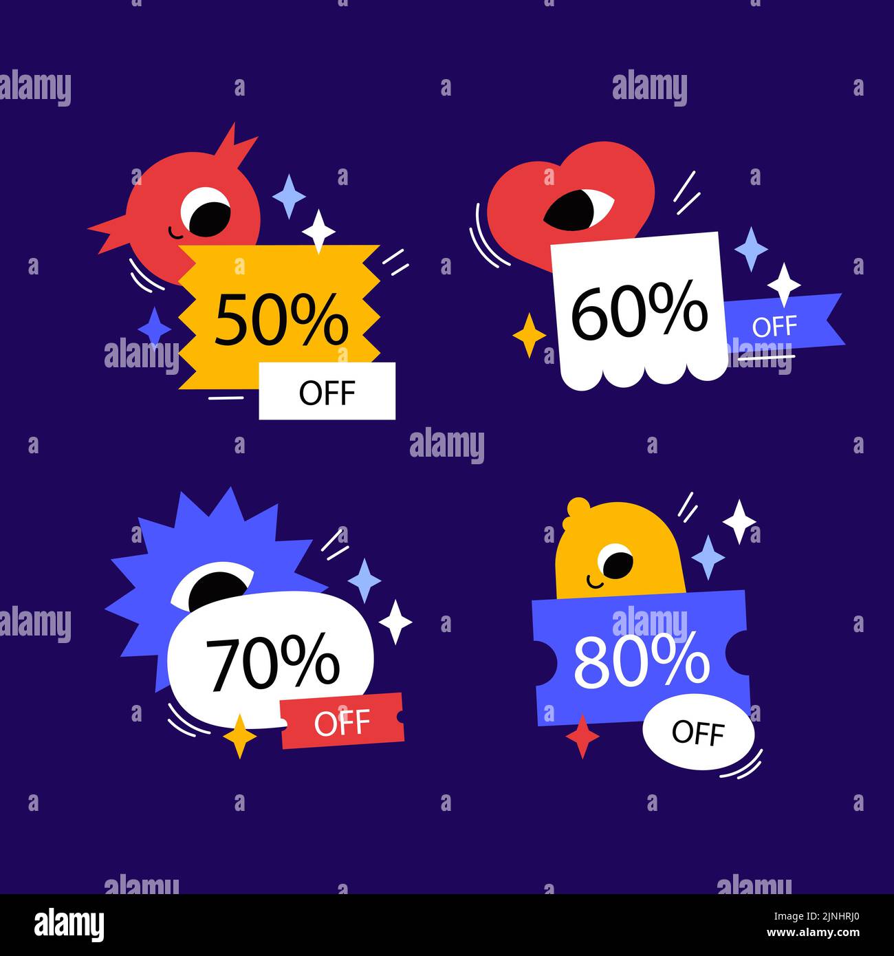 Discount numbers badges set design Vector illustration Stock Vector ...