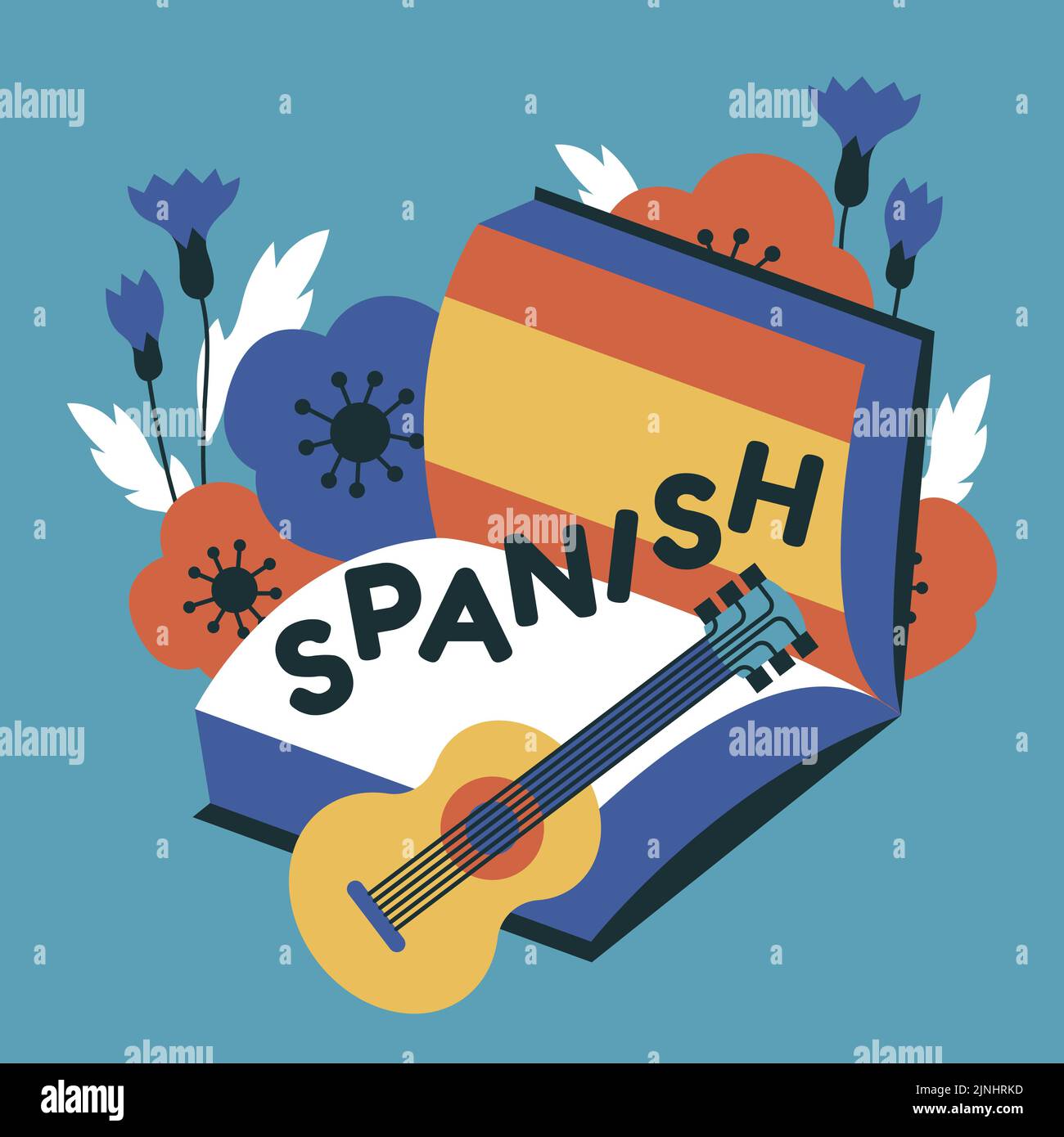 Hand drawn spanish language illustration Vector illustration Stock ...