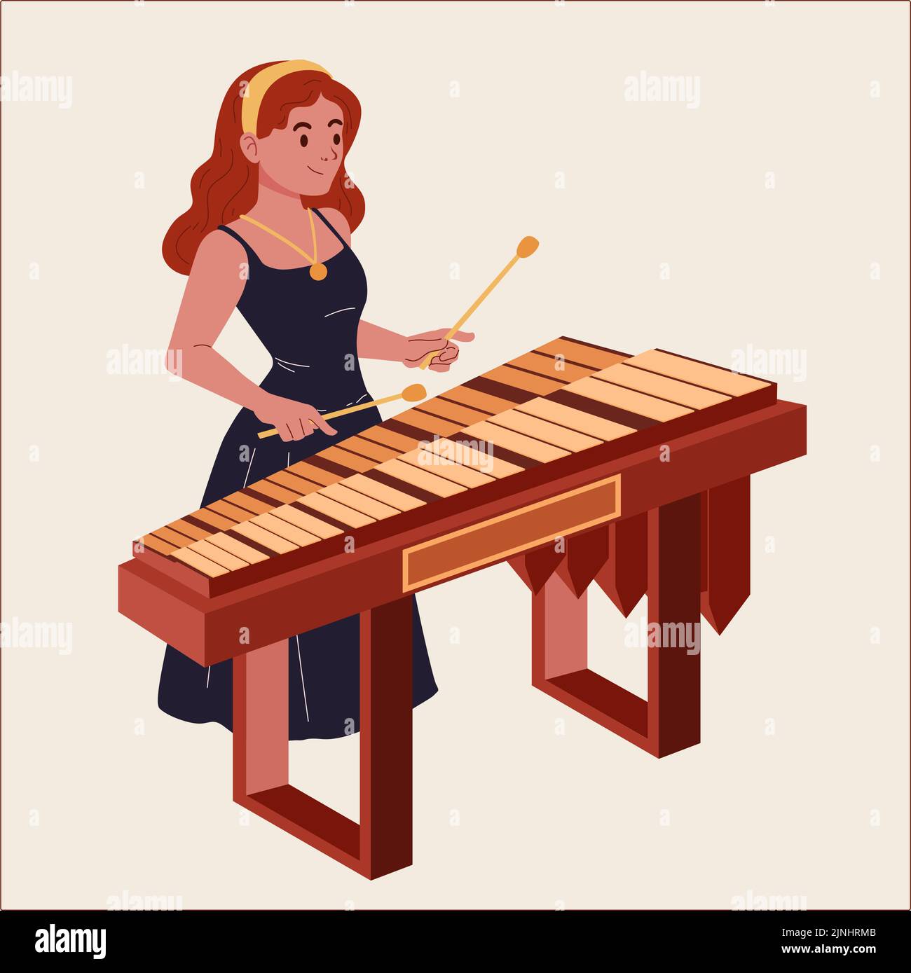 Hand drawn marimba instrument illustration Vector illustration Stock ...
