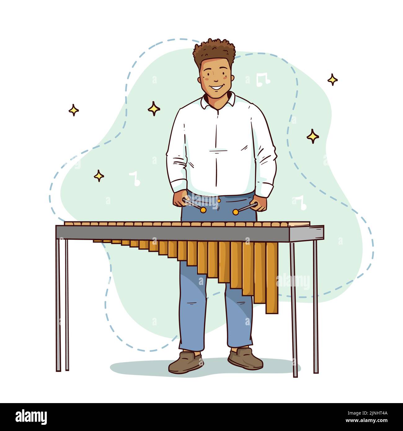 Hand drawn marimba instrument illustration Vector illustration Stock ...