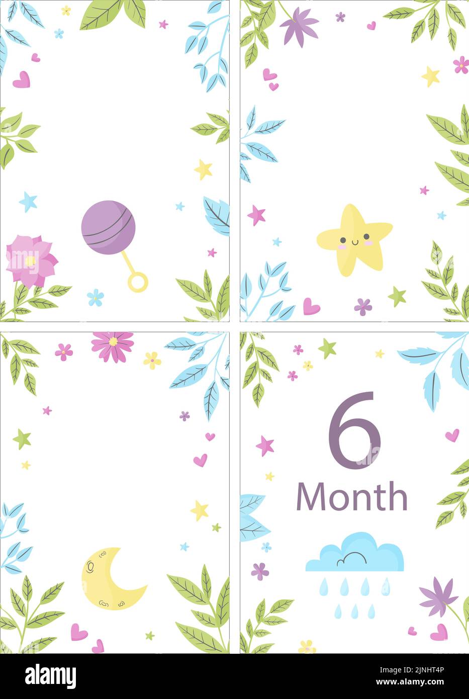 Hand drawn baby milestone set Vector illustration Stock Vector Image ...