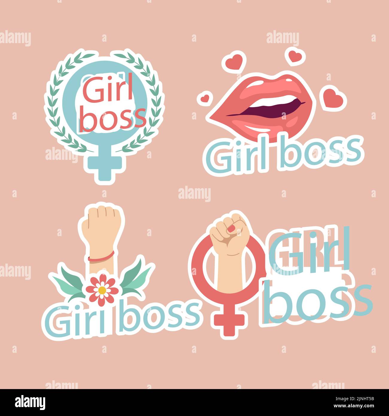 Hand drawn girl boss template Vector illustration Stock Vector Image ...
