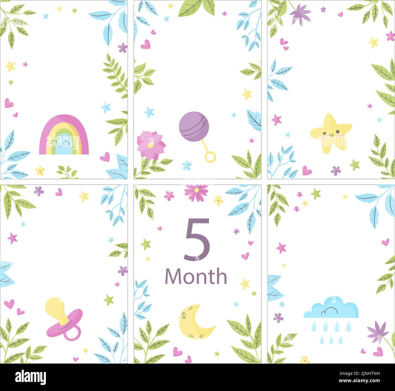 Hand drawn baby milestone set Vector illustration Stock Vector Image ...