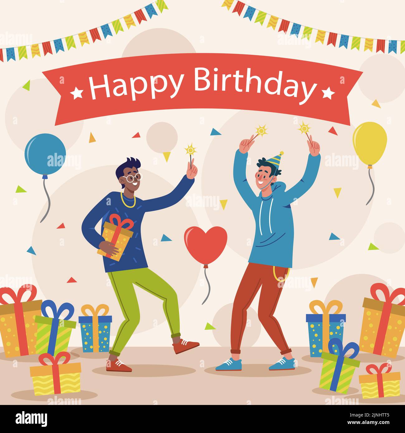 Hand drawn birthday man illustration Vector illustration Stock Vector ...