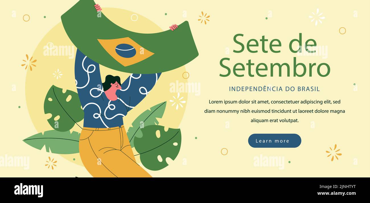 Flat Sete De Setembro Horizontal Banner Template Vector Illustration
