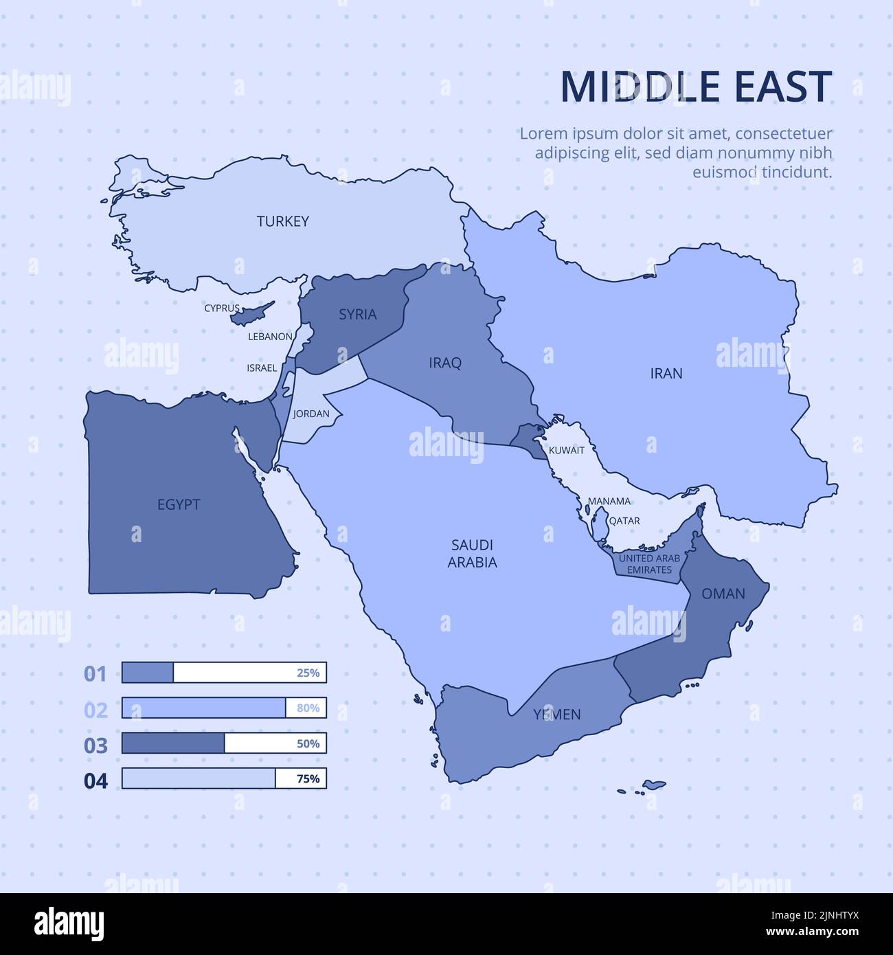 Hand drawn middle east map illustration Vector illustration Stock ...