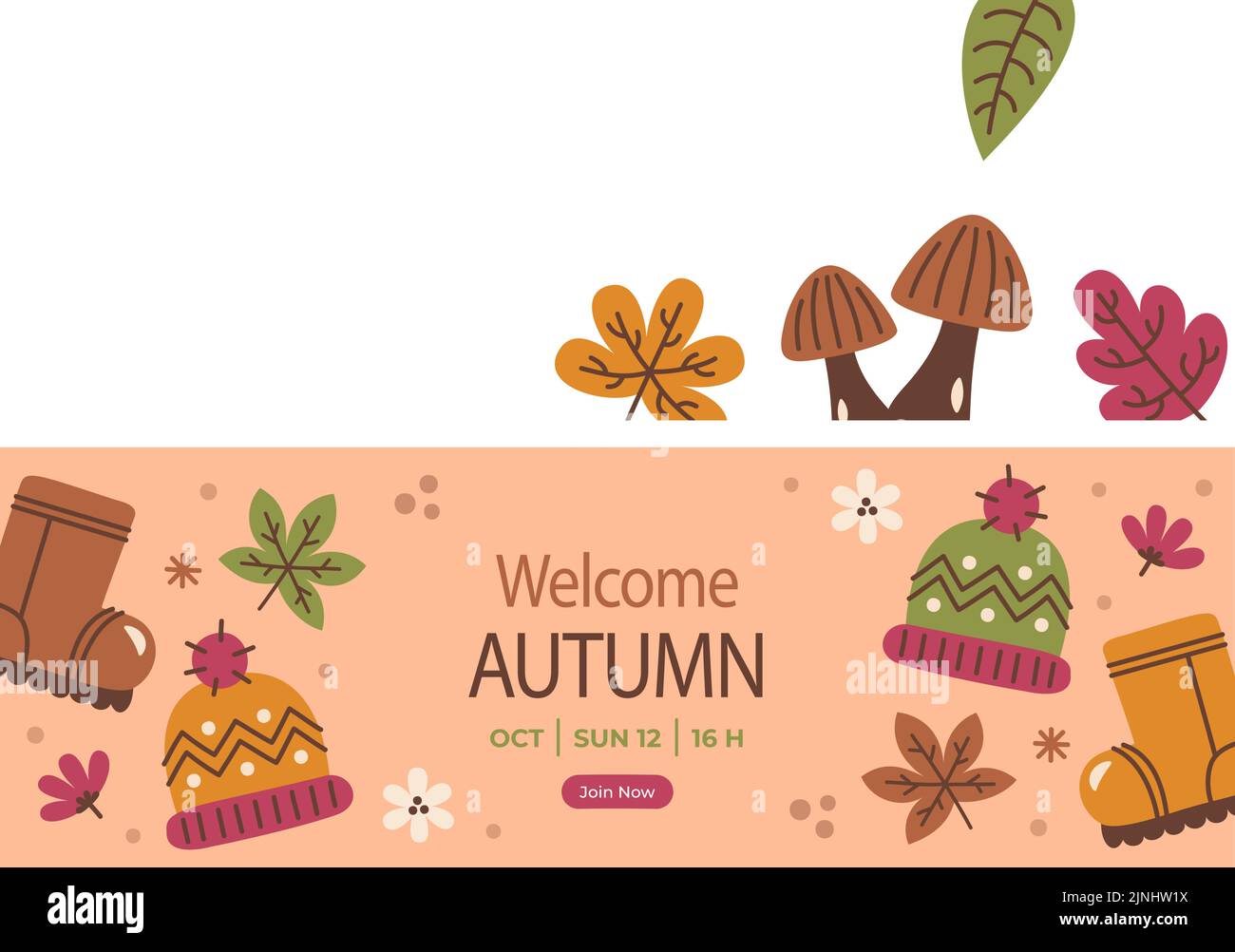 Flat horizontal banners set for autumn celebration Vector illustration ...