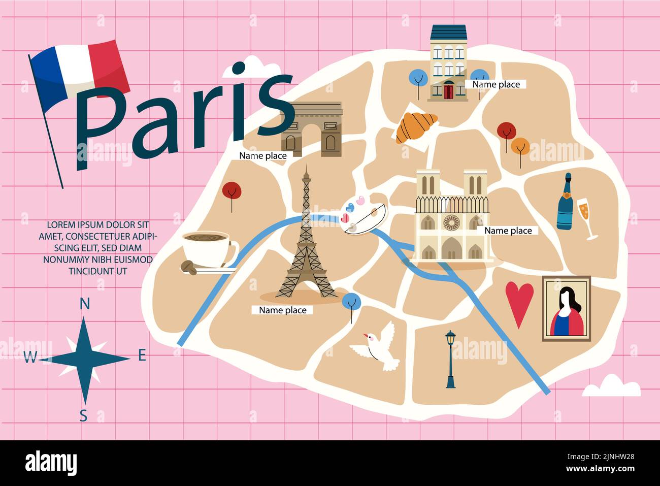 Hand drawn town map illustration Vector illustration Stock Vector Image ...