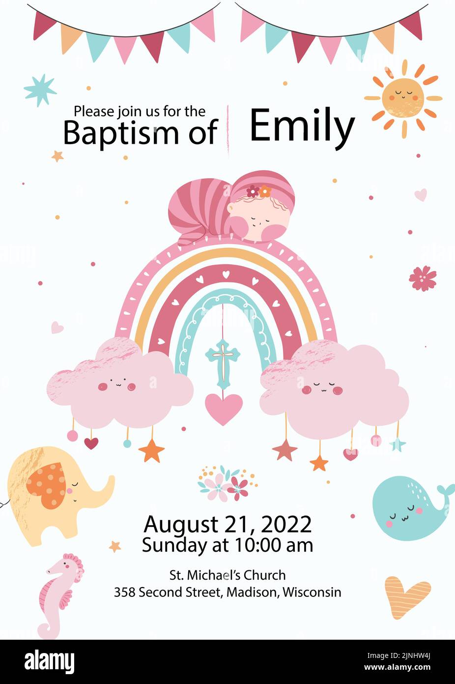 Hand drawn baptism poster template design Vector illustration Stock Vector Image & Art - Alamy