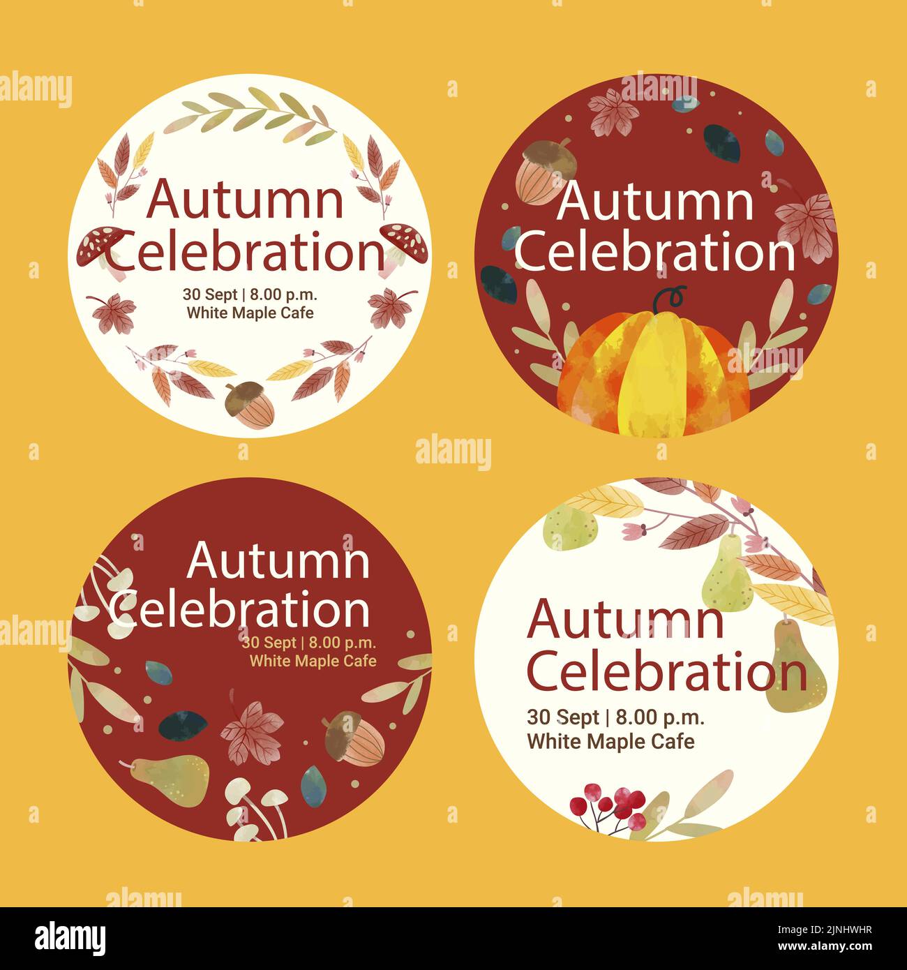 Flat labels set for autumn celebration Vector illustration Stock Vector ...