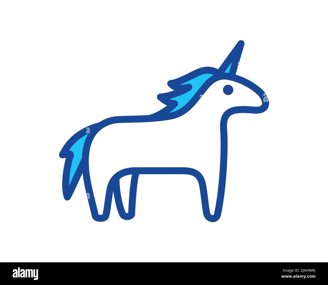 Simple Unicorn Illustration with Standing Gesture visualized with Line ...