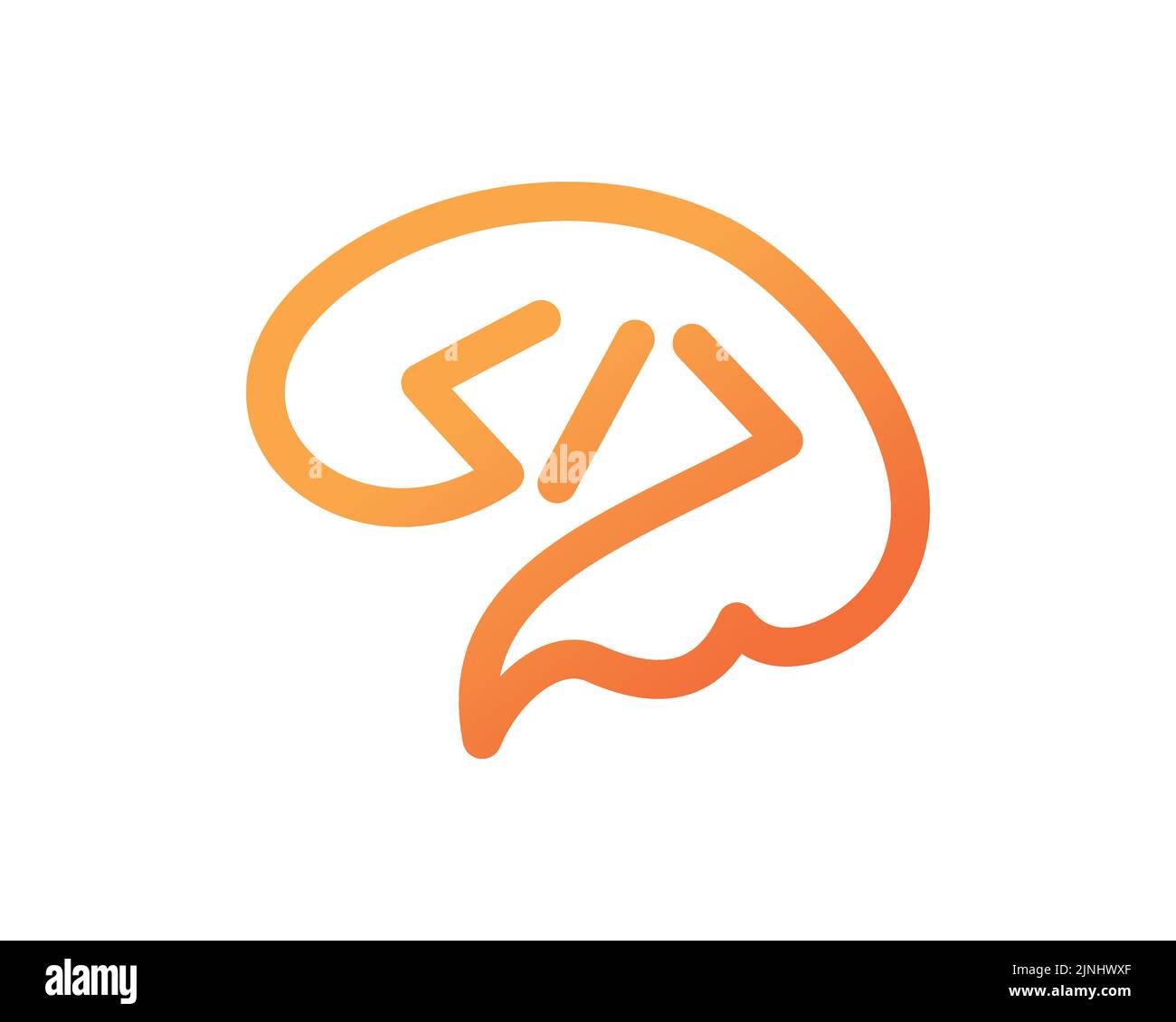 Brain combined with Code Illustrationvisualized with Orange Color ...