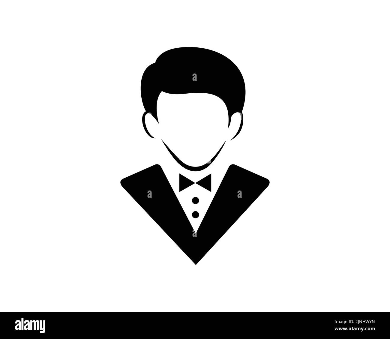 Simple Front View of Waiter Illustration visualized with Silhouette ...