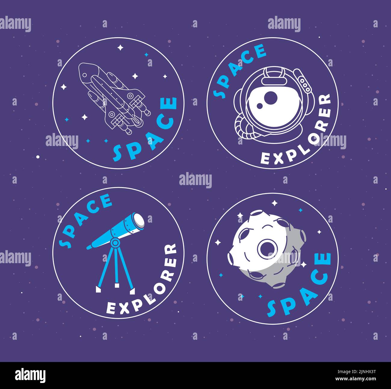 space badges four icons Stock Vector Image & Art - Alamy