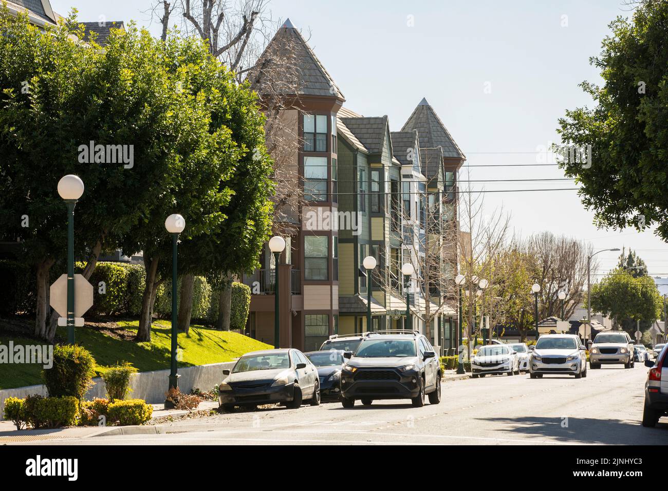 Afternoon view of housing in the urban core of Monrovia, California ...