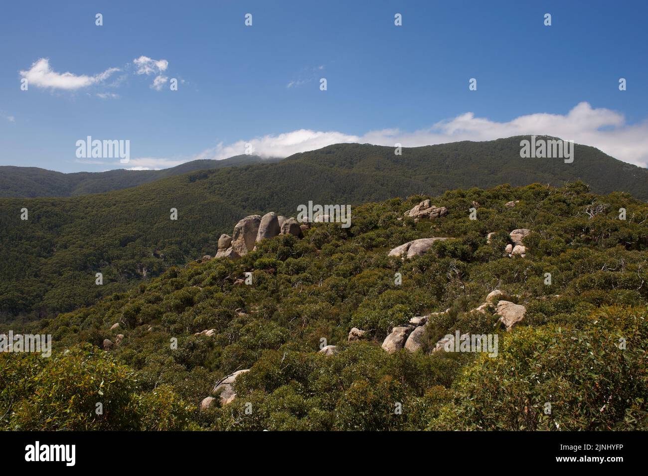 Mount Oberon is 558 metres high, at the Southern tip of Wilsons Promontory National Park, behind ...