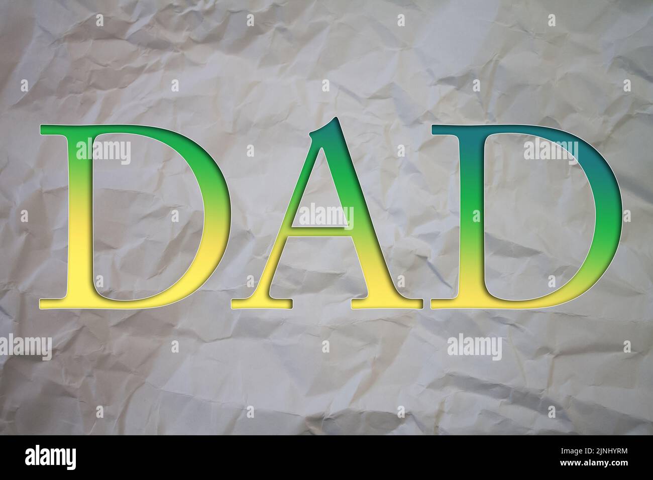 Dad text with Torn, Crumpled White Paper on colored background Stock ...