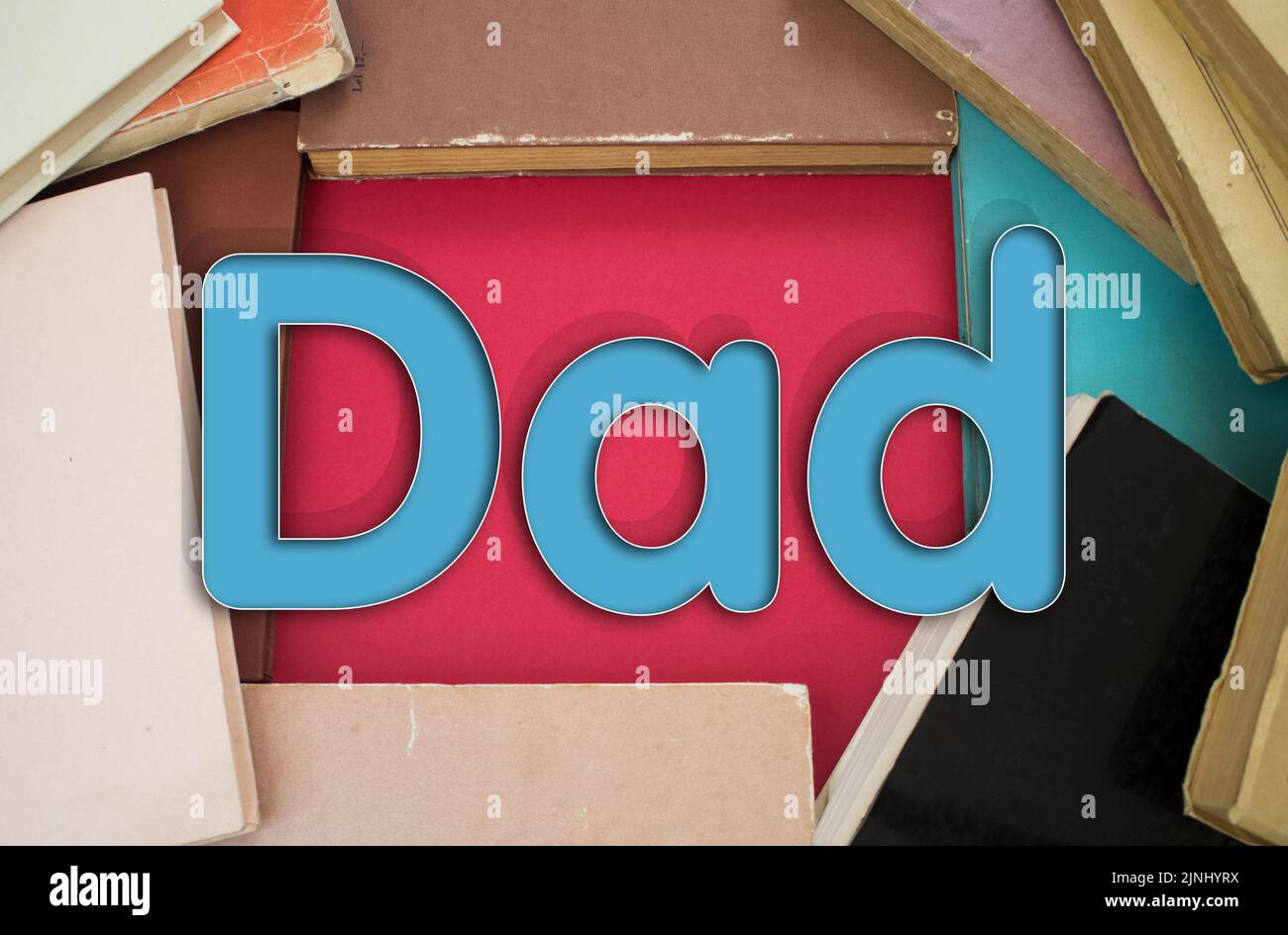 Dad word in opened book with vintage, natural patterns old antique ...