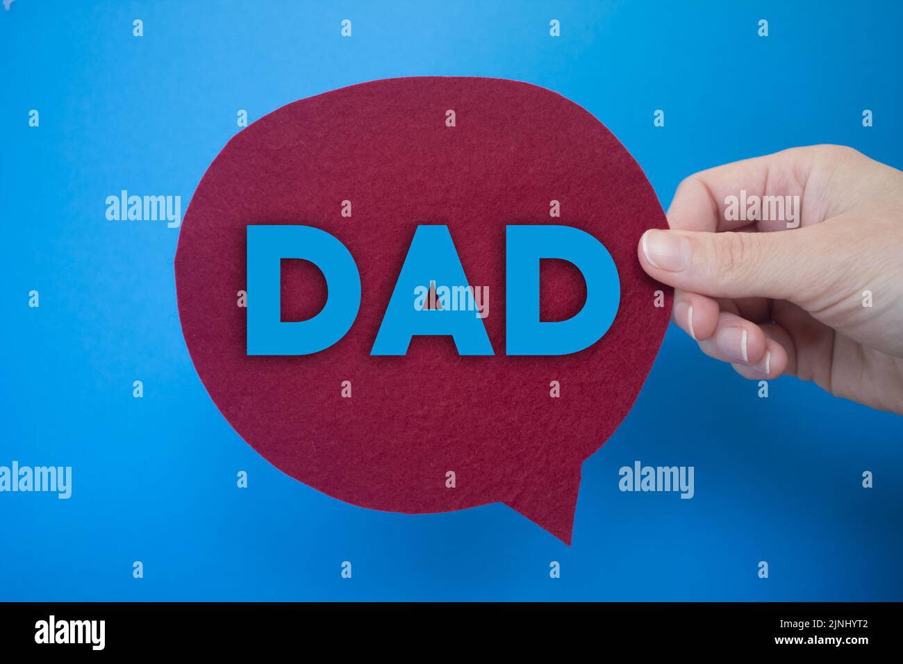 Speech bubble in front of colored background with Dad text Stock Photo ...