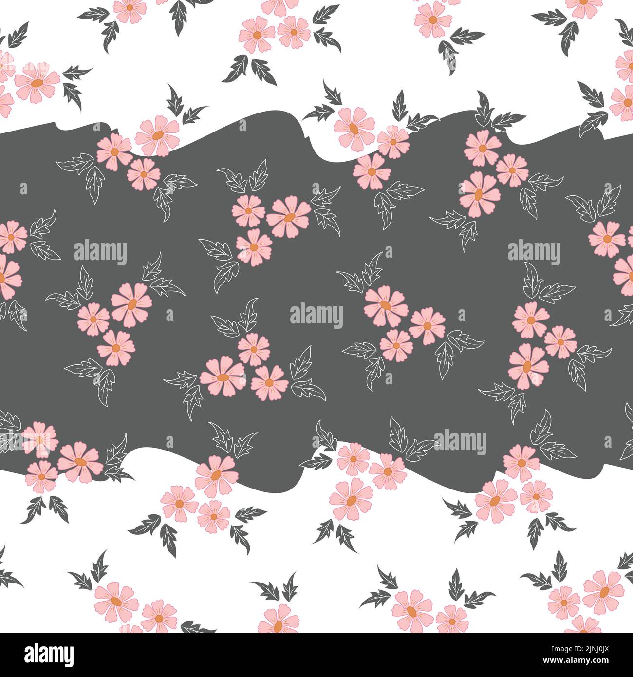 Vector pink bouquets on seamless stripes background repeat pattern ...